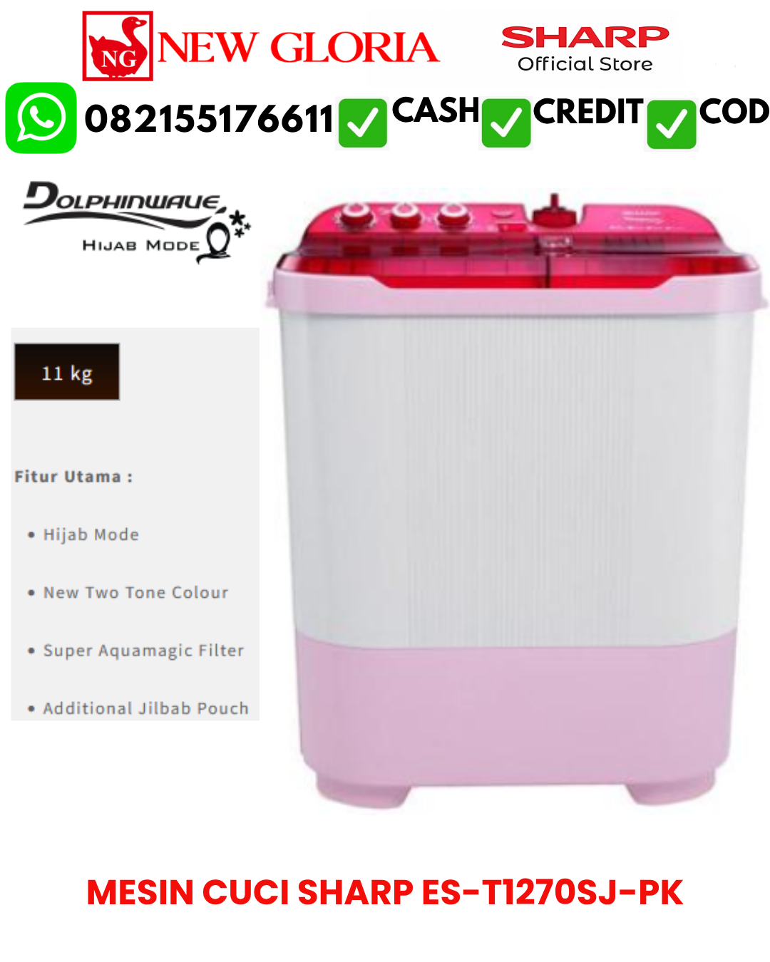MESIN CUCI SHARP ES-T1270SJ-PK – newgloria.io